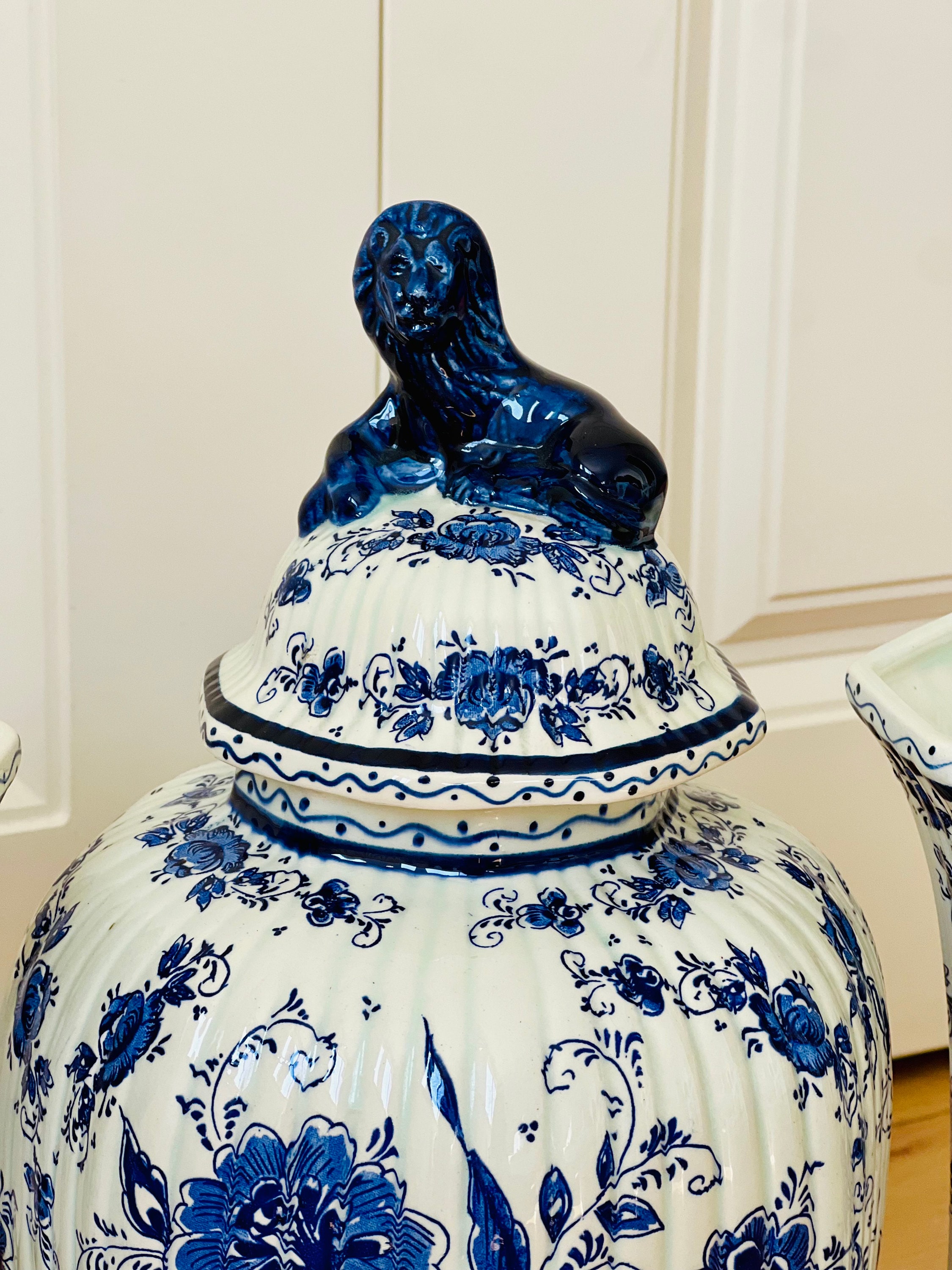 Set of 3 Antique Delft Urn, Ginger Jar, Cabinet Urn Delft Blue Vase ...