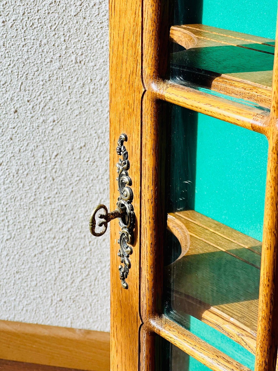 Vintage Large Dutch Wall Hanging Cabinet, Wood Glass Cabinet, Curio ...