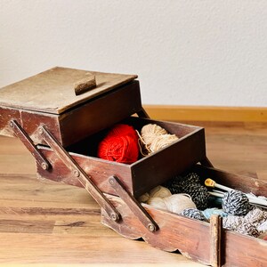 Antique/vintage Dutch Wooden Storage Box Retro Quilting Knitting Sewing ...