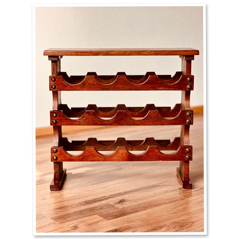 Vintage Wooden Wine Rack Bottle Holder 12 Bottles Farmhouse Style ...