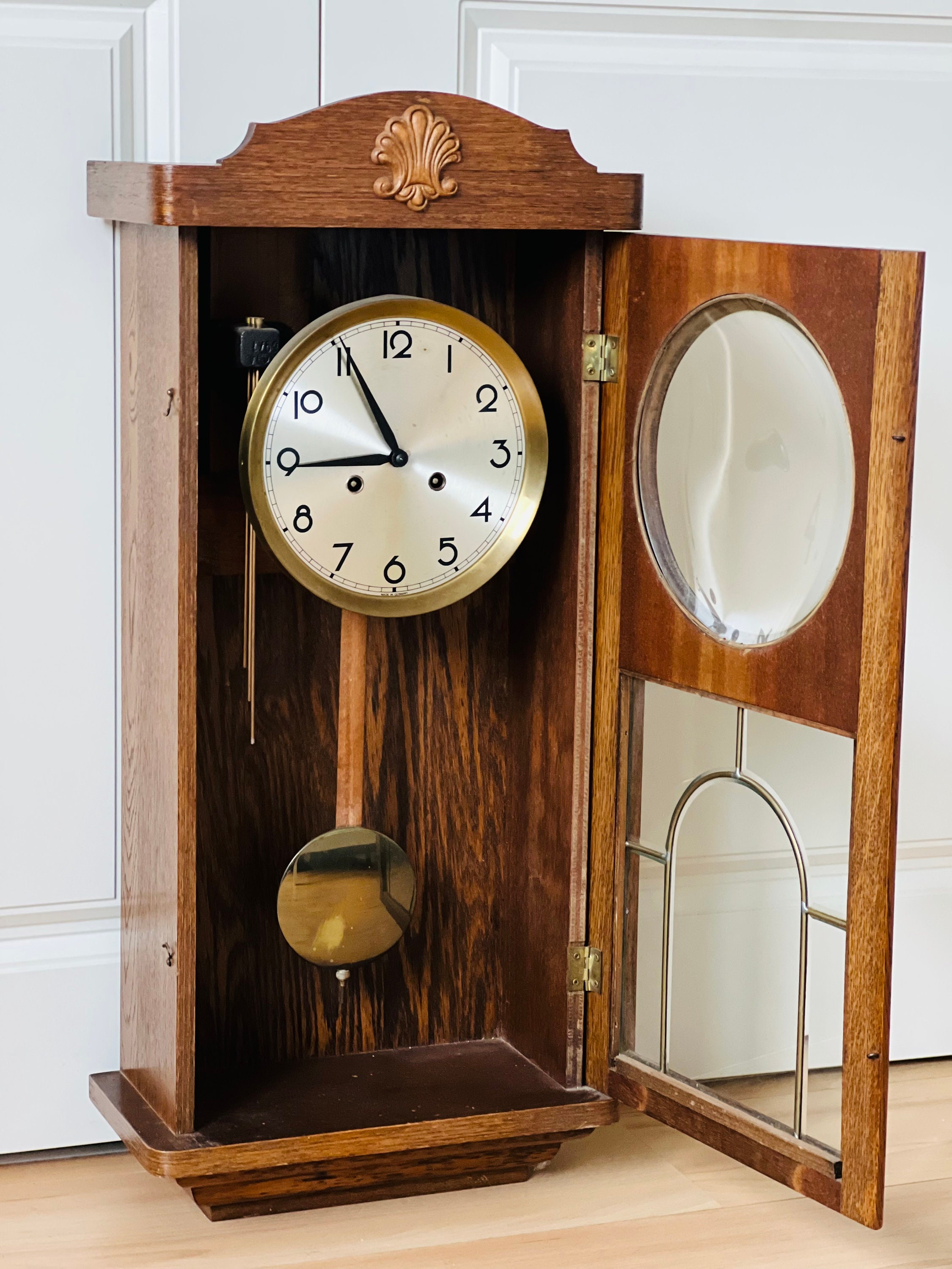 Antique Dutch Wall Clock Regulator in Oak Wood Mechanical Bim-bam Clock ...