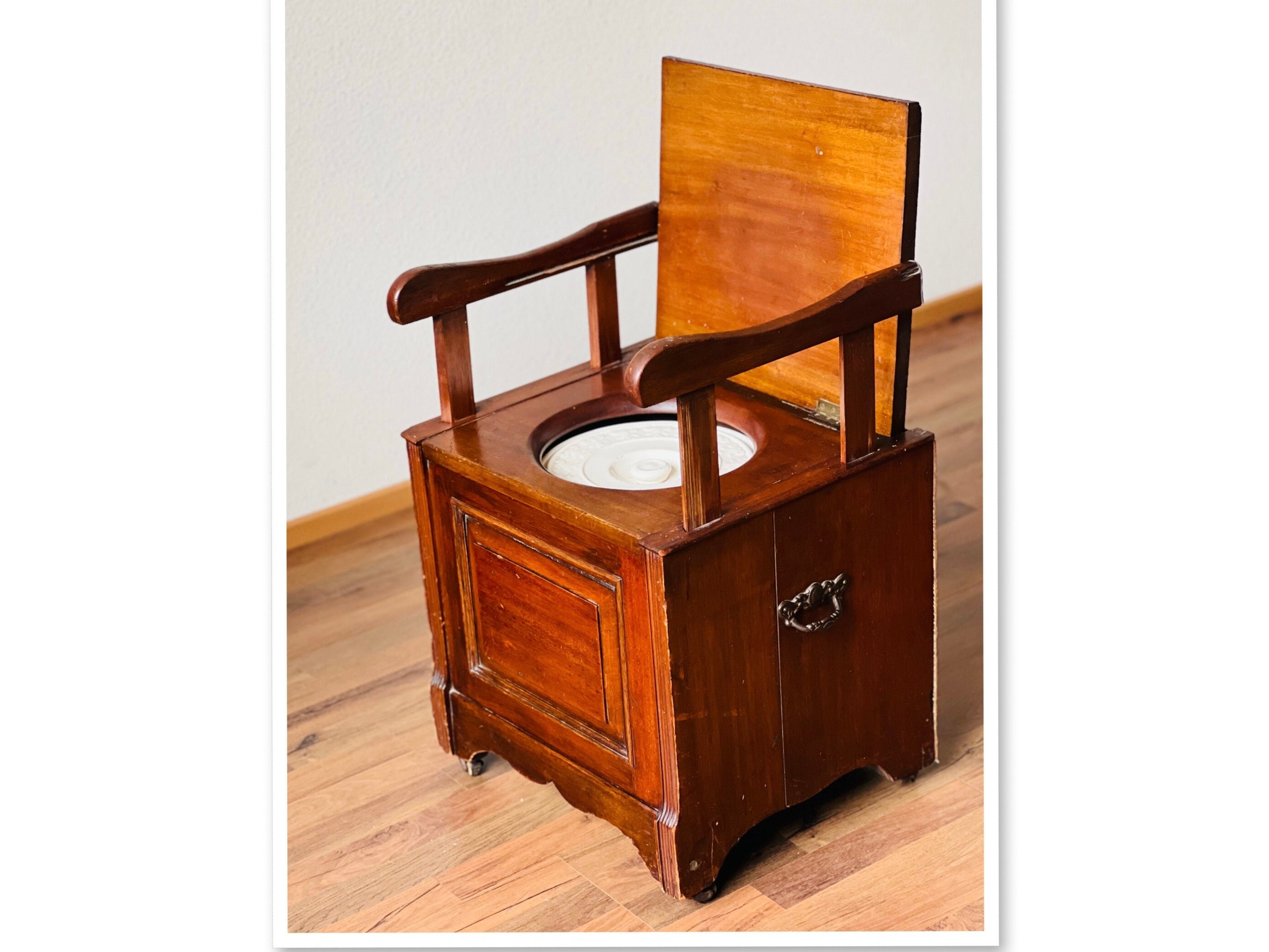 Antique 19th C. Victorian Queen Anne Cabinet Chamber Commode Toilet ...