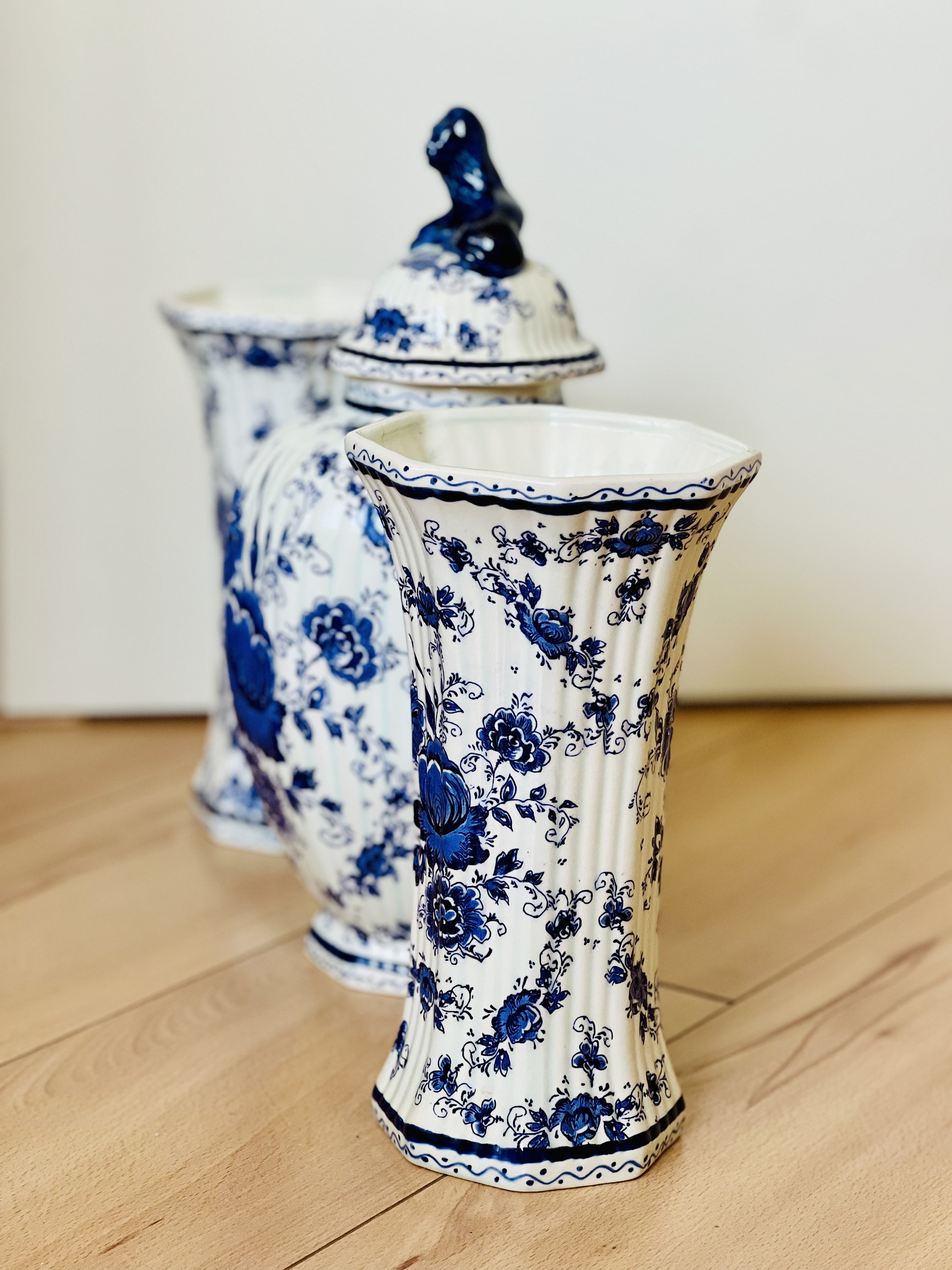 Pair of Antique Delft Vases | Cabinet Set 18th Century Old Blue ...