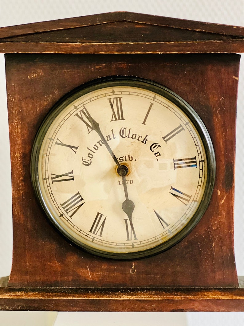 Vintage Wooden Colonial Clock Co. WORKS Est 1870 Original Antique Clock ...