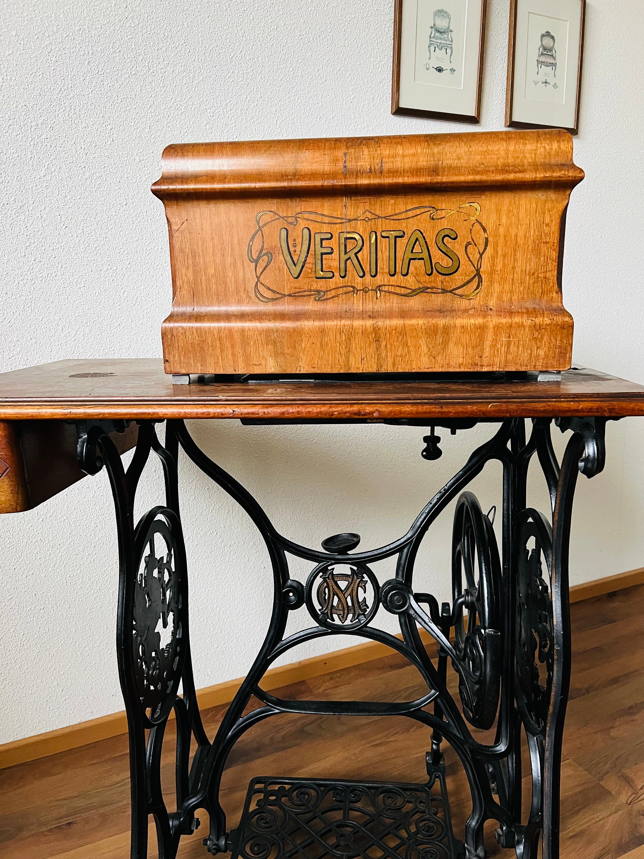 19th Century Sewing Machine From Clemens Muller Dresden VERITAS Antique Sewing Machine ...