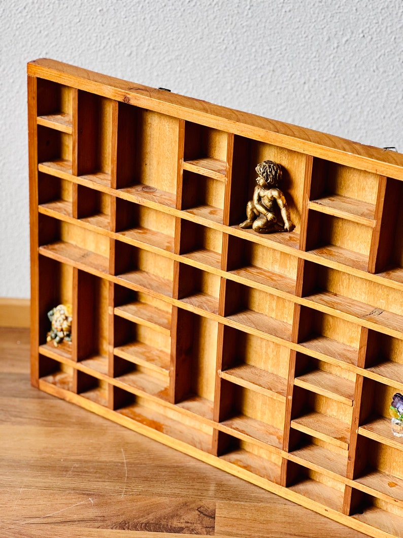 Vintage Dutch Letter Press Tray Wood Drawer Shelf Storage Shadow Box ...