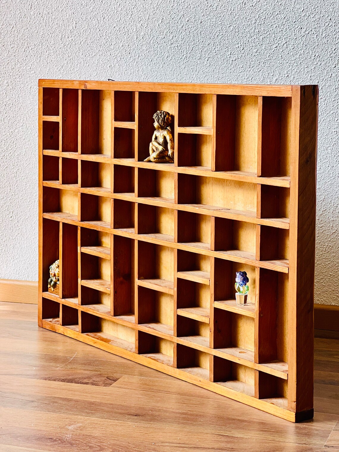 Vintage Dutch Letter Press Tray Wood Drawer Shelf Storage Shadow Box ...