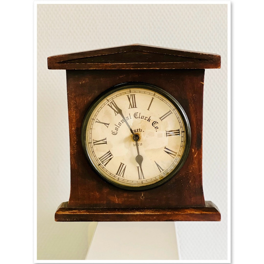 Vintage Wooden Colonial Clock Co. WORKS Est 1870 Original Antique Clock ...