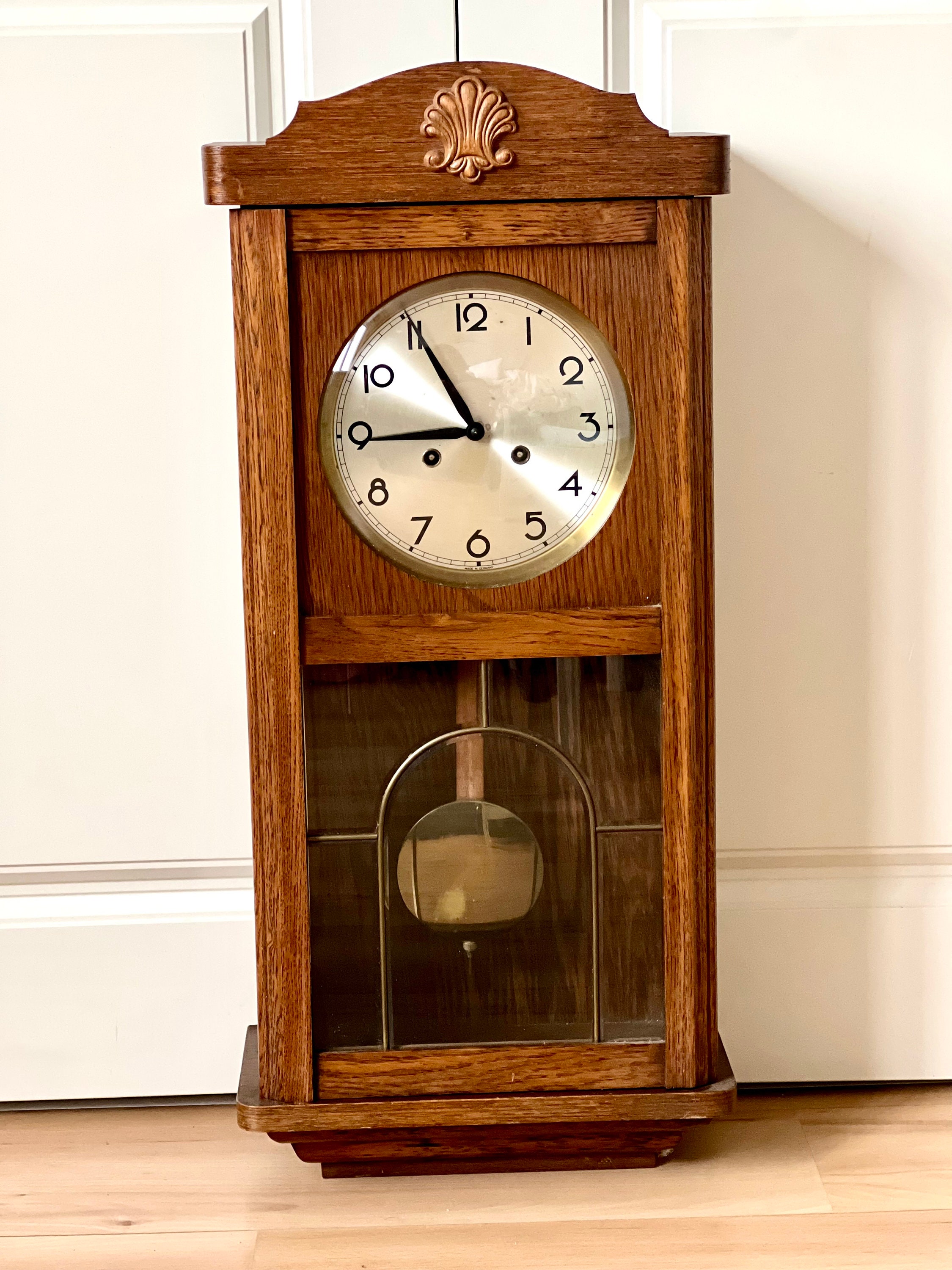 Antique Dutch Wall Clock Regulator in Oak Wood Mechanical Bim-bam Clock ...