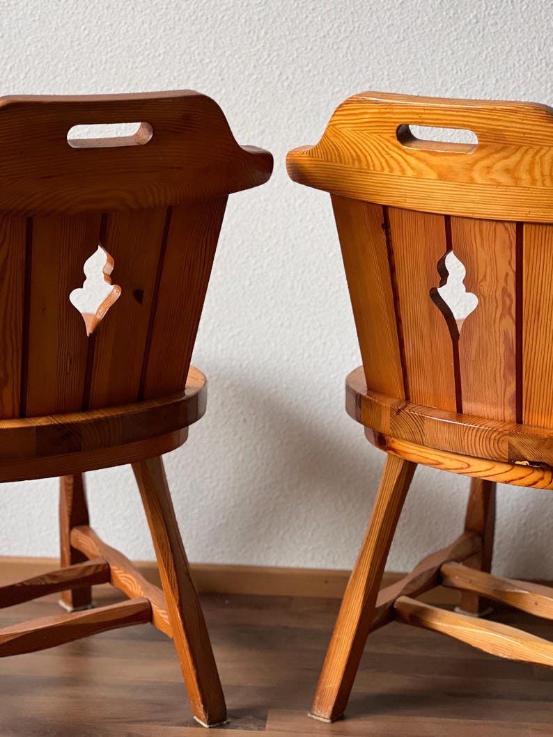 Vintage Alpine Carved Tyrolean Dining Chairs in Oak, 1970s | Set of 5 ...