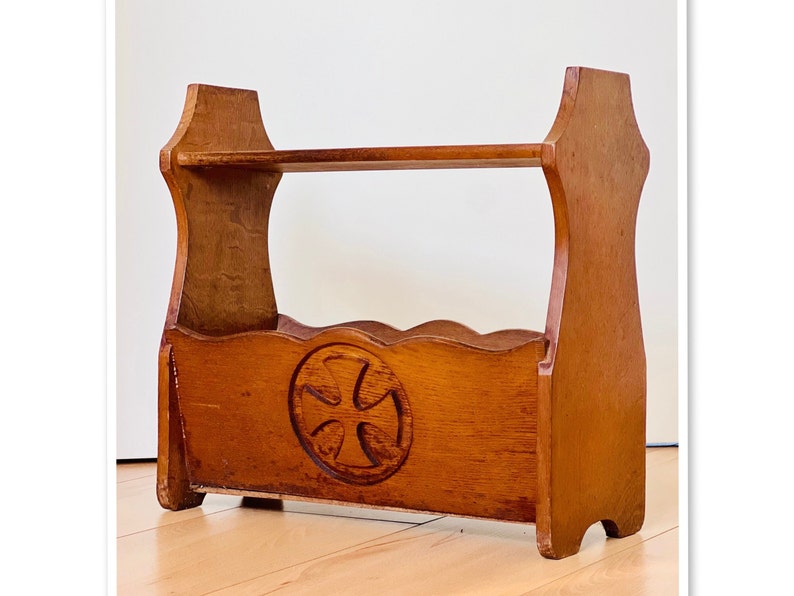 Art Deco Vintage Solid Wood Magazine Rack, Wooden Magazine Stand ...