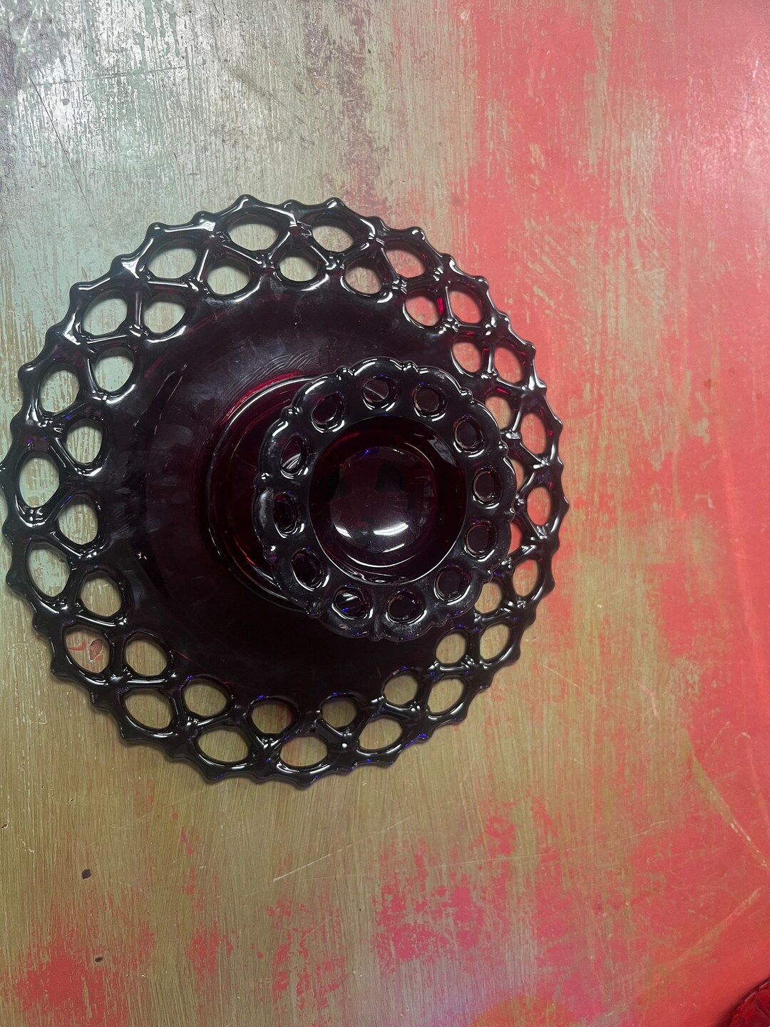 Vintage Ruby Red Cake Plate - Etsy