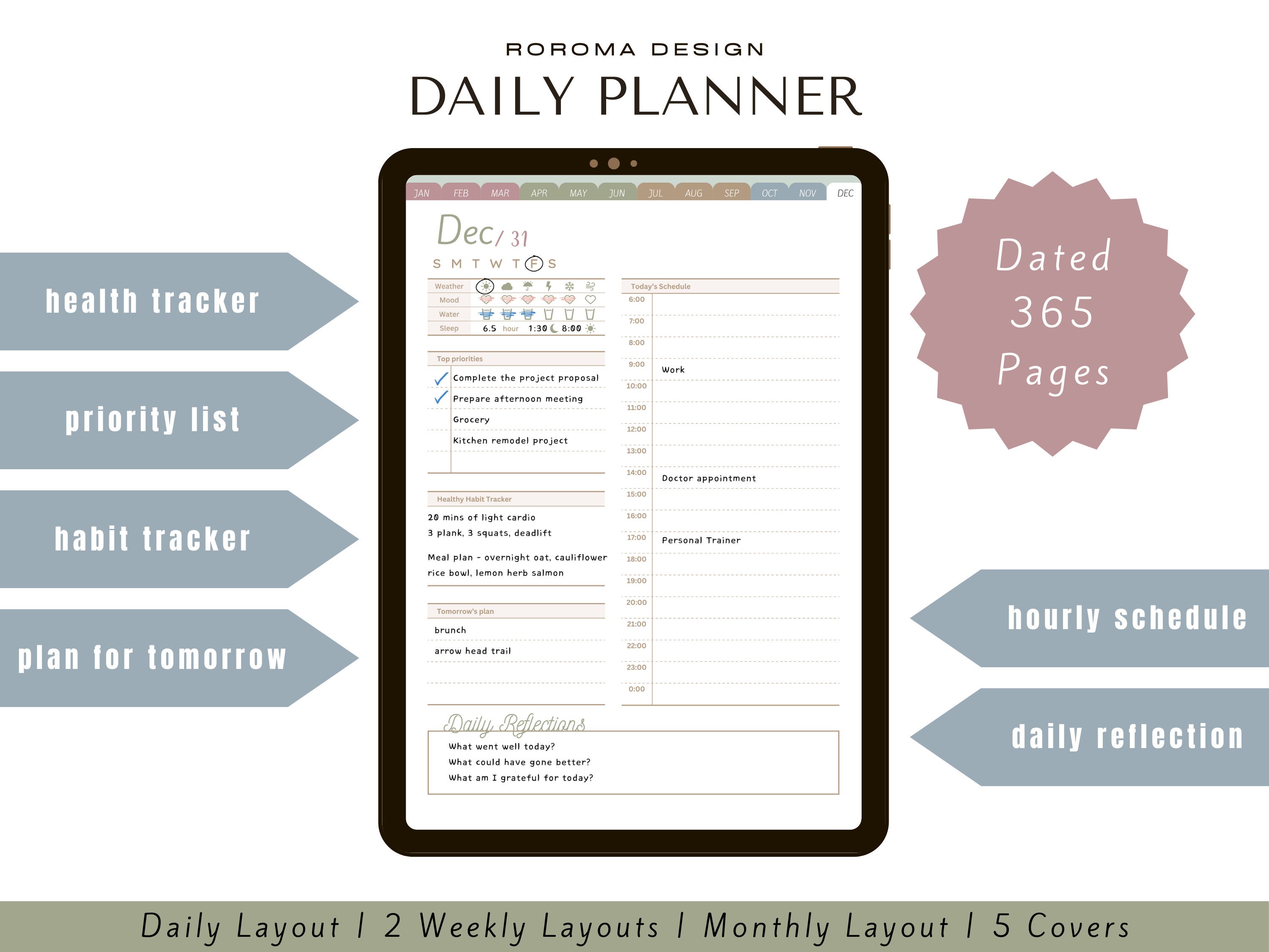2024-2025 Digital Planner PORTRAIT Daily Planner, Weekly Planner ...