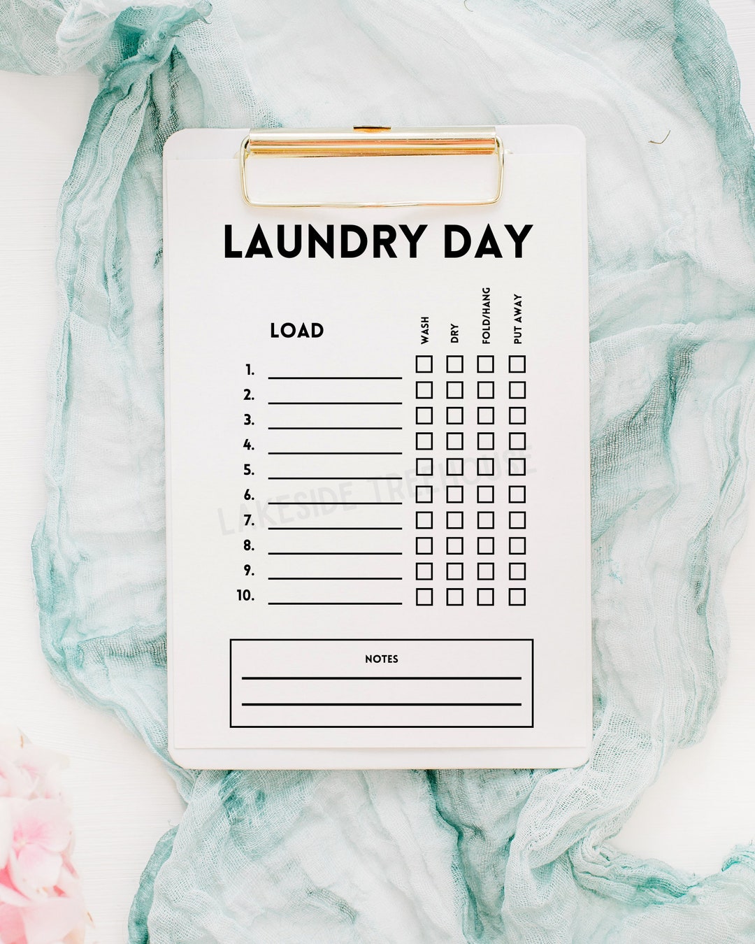 Laundry Day Checklist Printable Planner for Stress Free Home Management ...