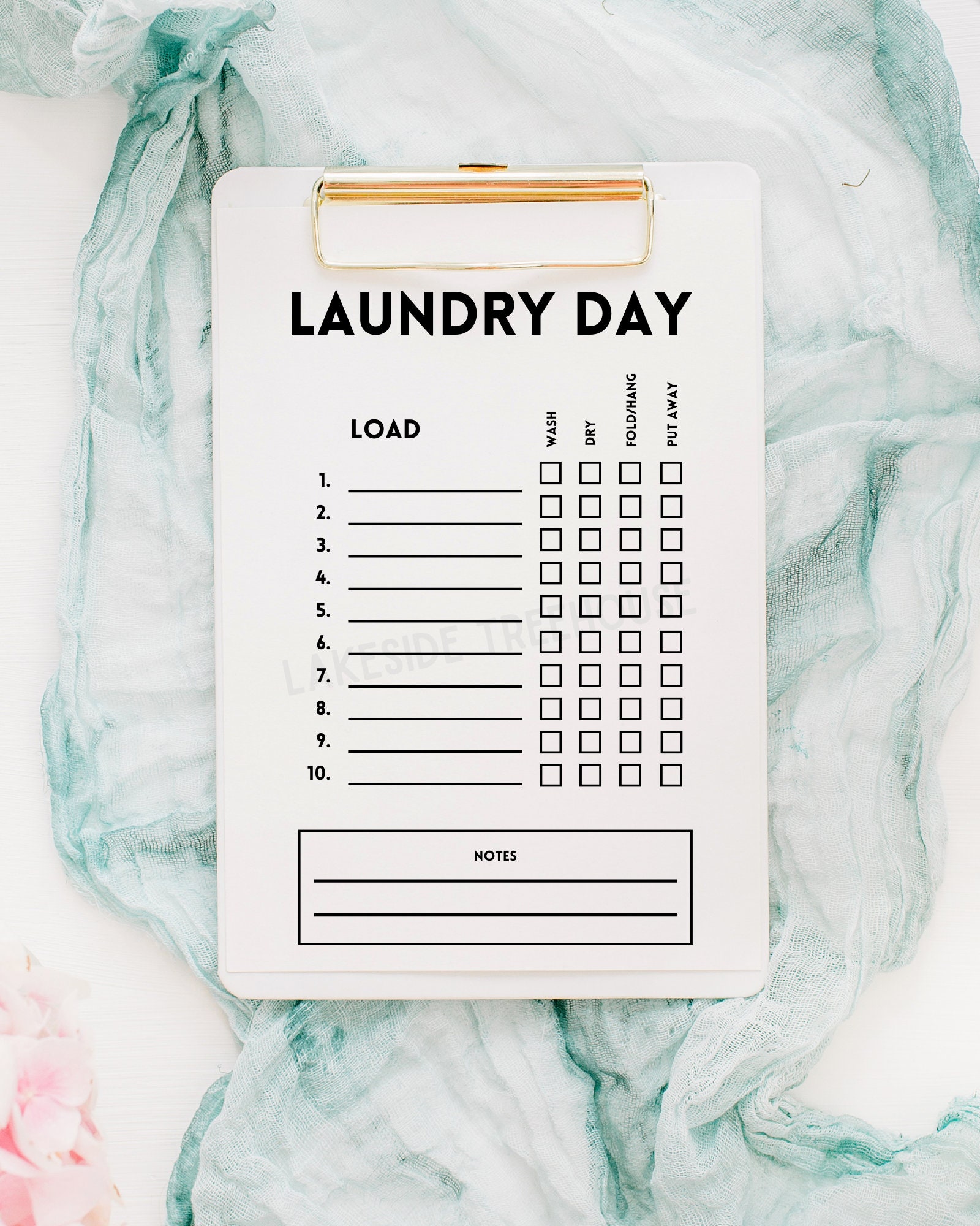 Laundry Day Checklist Printable Planner for Stress Free Home Management ...
