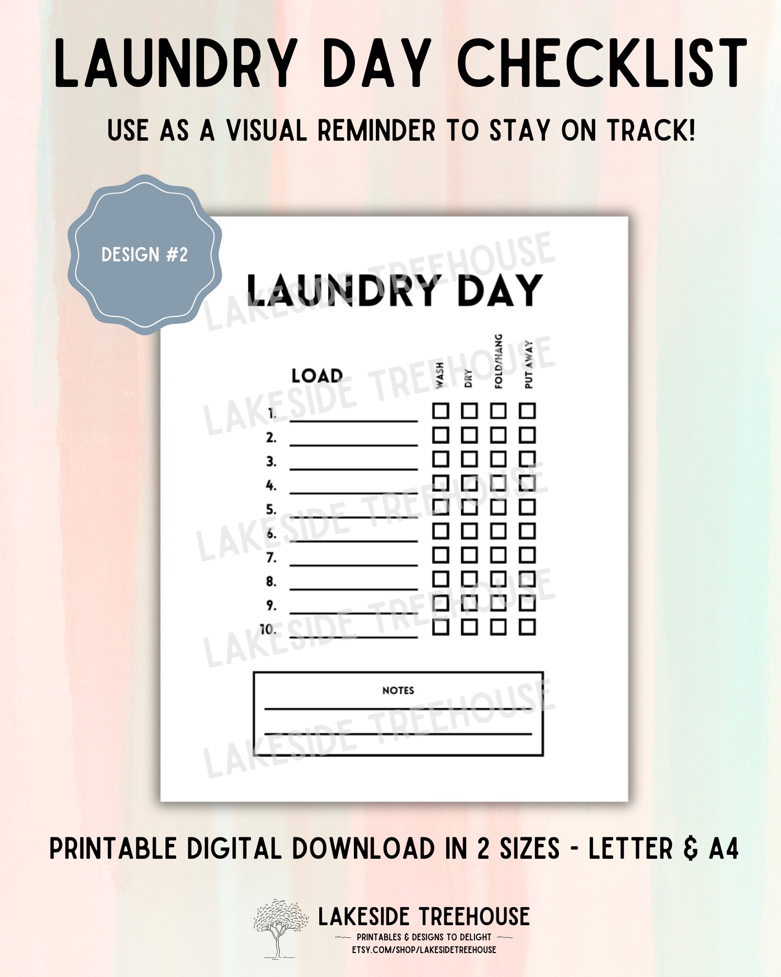 Laundry Day Checklist Printable Planner for Stress Free Home Management ...