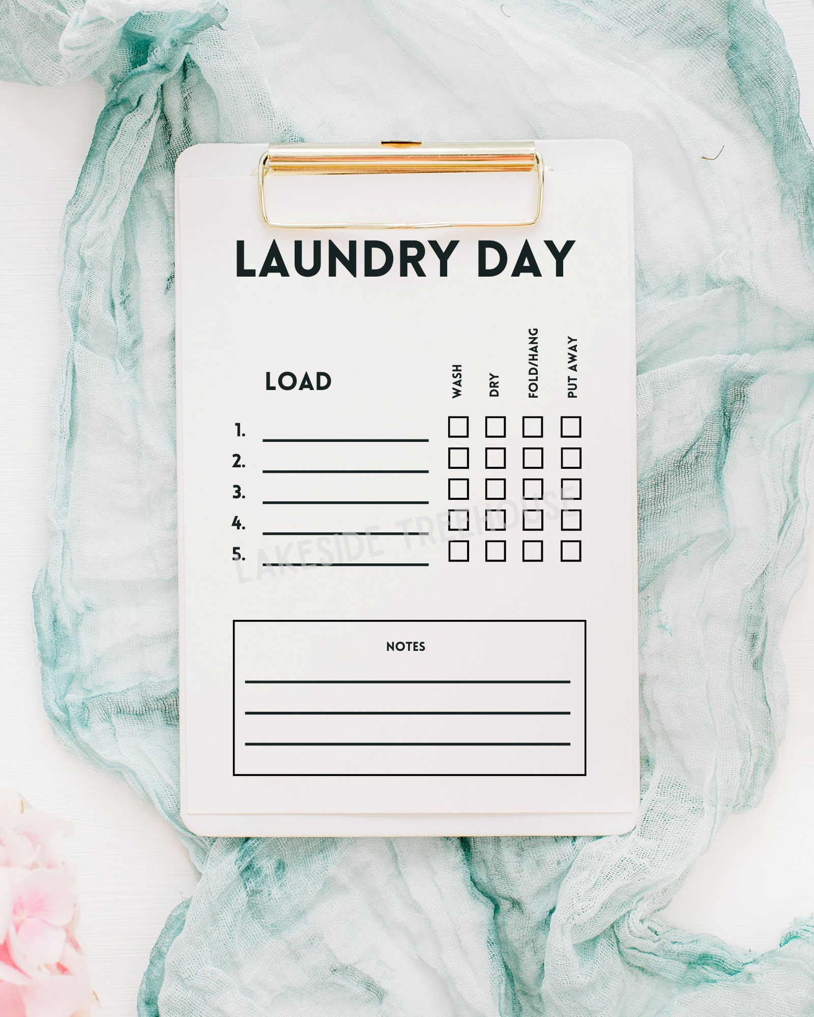 Laundry Day Checklist Printable Planner for Stress Free Home Management ...