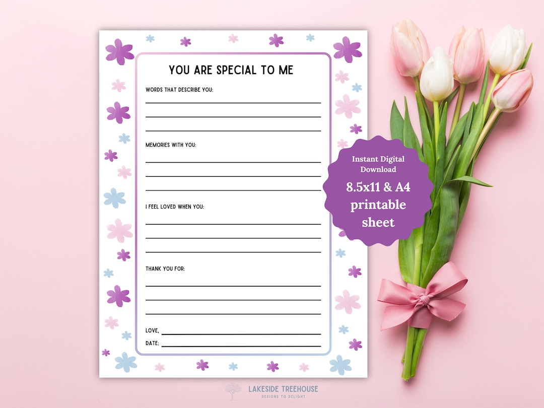 Printable Heartfelt Letter for Loved Ones - You Are Special to Me ...