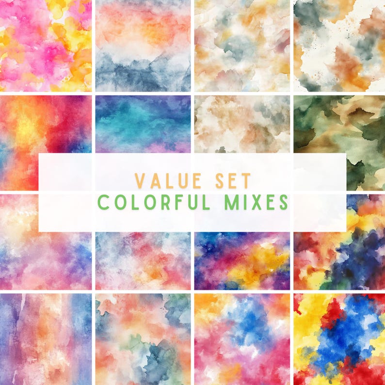 300 Colorful Watercolor Textures Digital Paper - Seamless Design ...