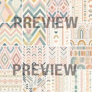 50 Pastel Boho Patterns Digital Paper - Seamless Design, Digital Paper ...