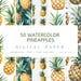 50 Watercolor Pineapple Digital Paper - Seamless Design, Digital Paper ...