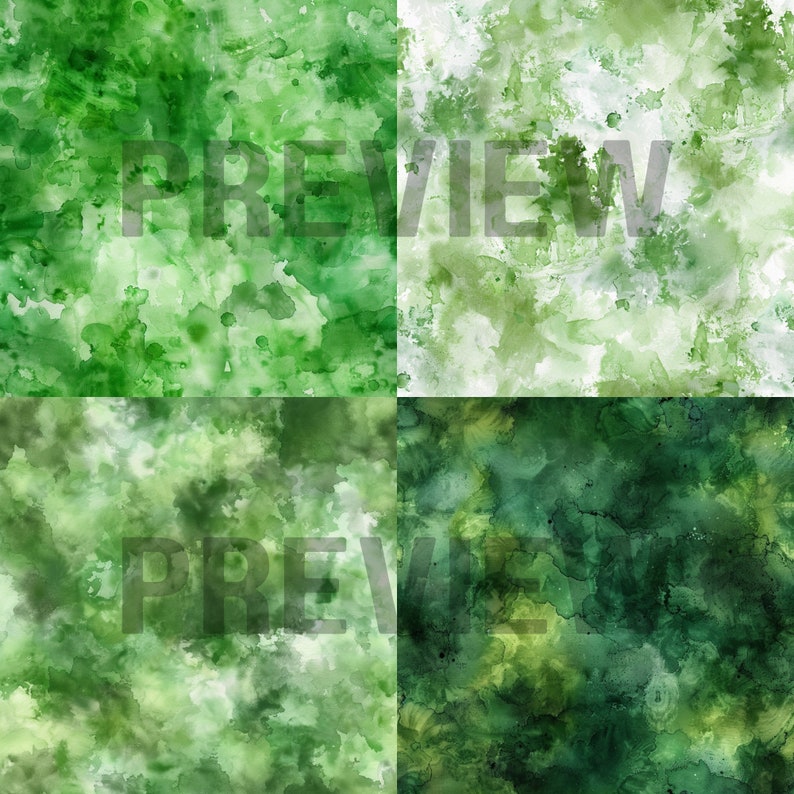 200 Green Watercolor Textures Digital Paper - Seamless Design, Digital ...