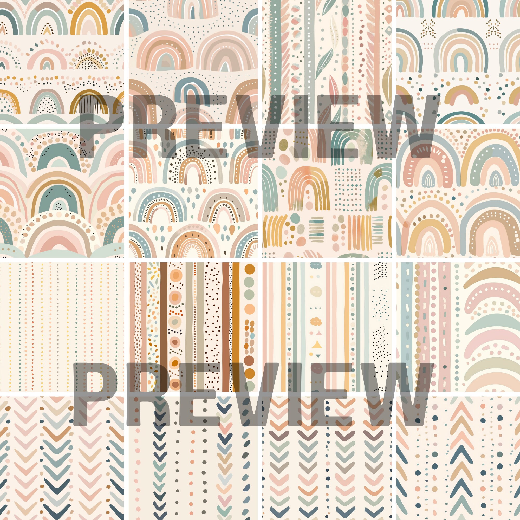 50 Pastel Boho Patterns Digital Paper - Seamless Design, Digital Paper ...