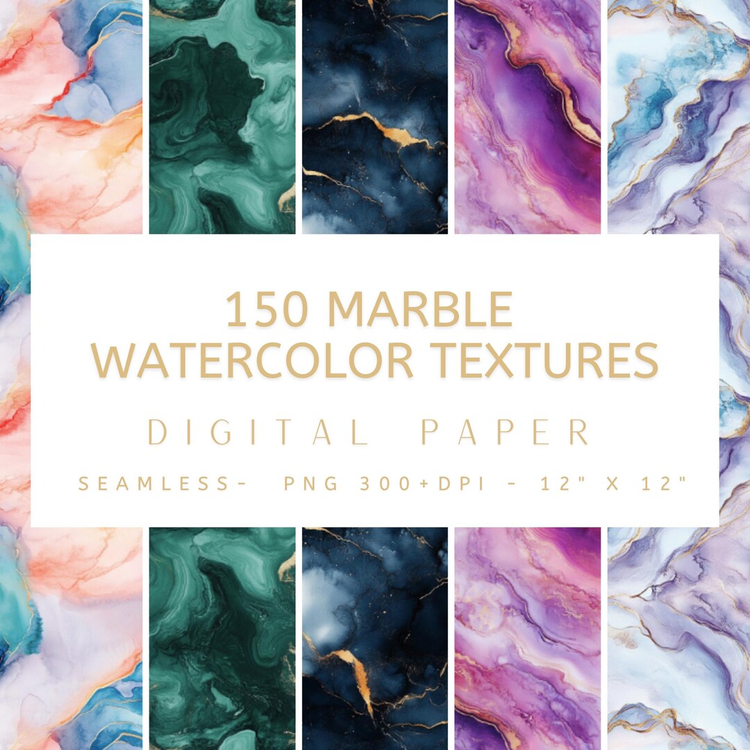 150 Marble Watercolor Textures Digital Paper - Seamless Patterns ...
