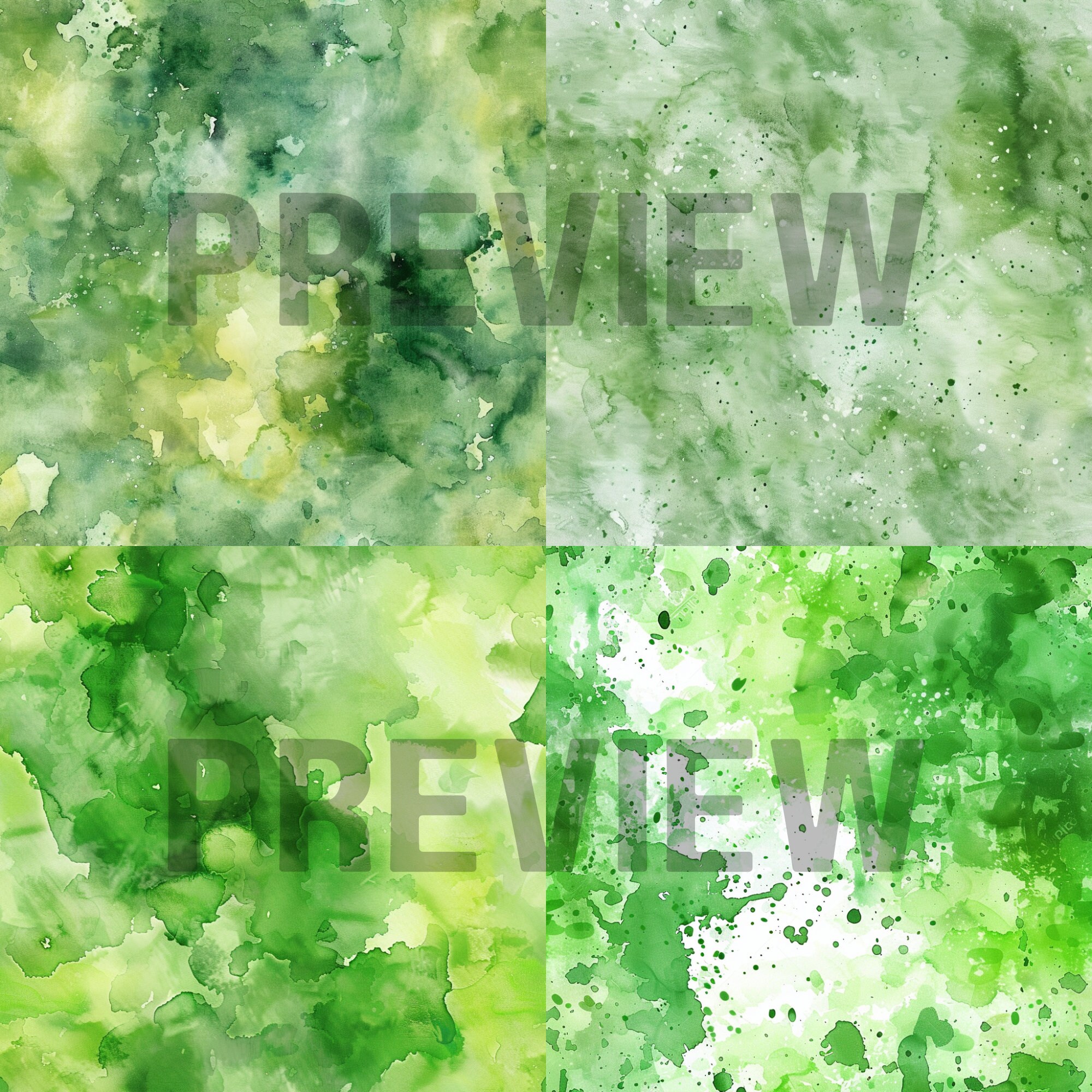 200 Green Watercolor Textures Digital Paper - Seamless Design, Digital ...