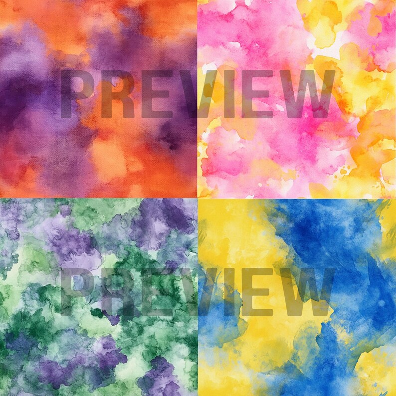 300 Colorful Watercolor Textures Digital Paper - Seamless Design ...