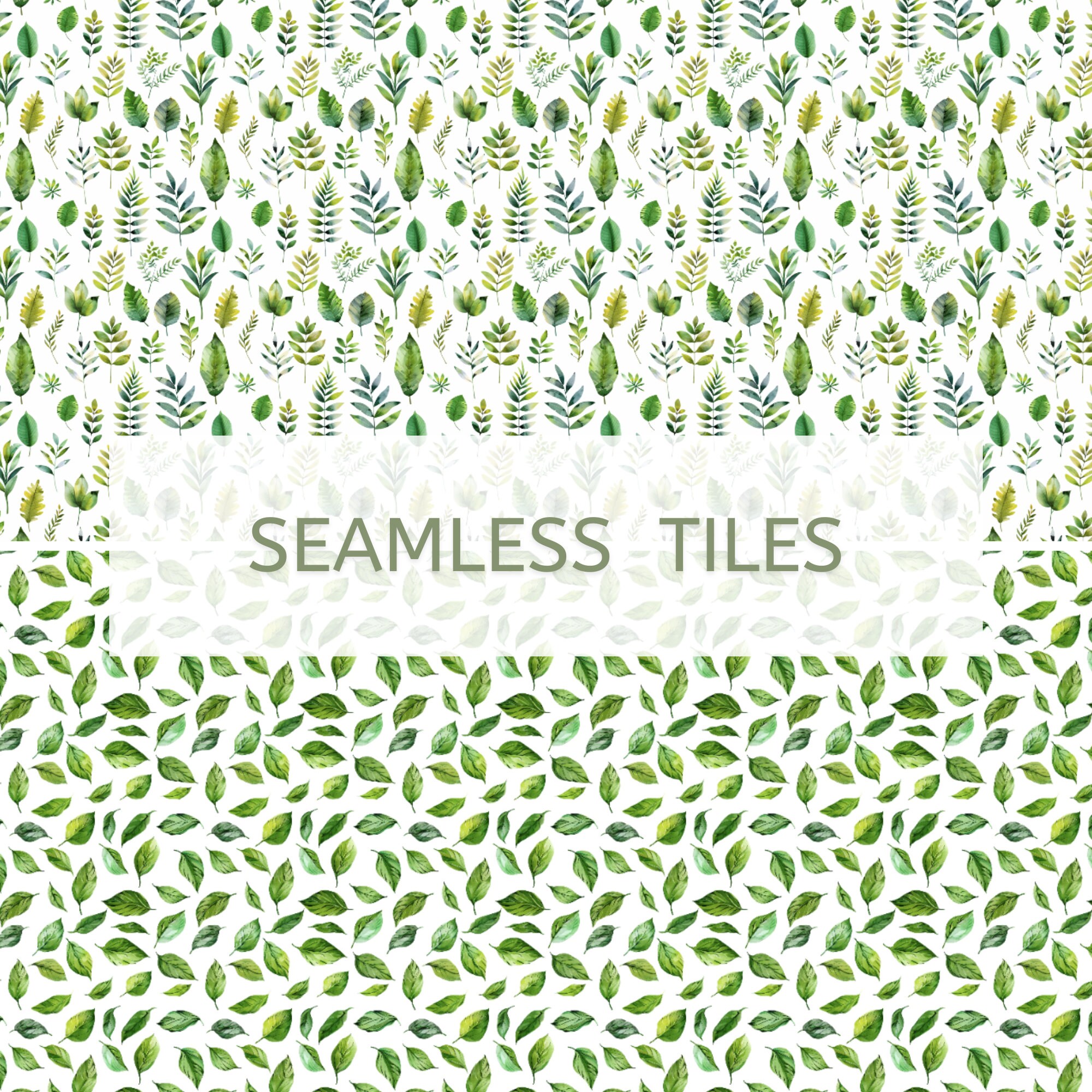 100 Green Leaf Designs Digital Paper Seamless Design, Boho, Chic ...