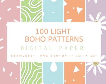 50 Pastel Boho Patterns Digital Paper - Seamless Design, Digital Paper ...