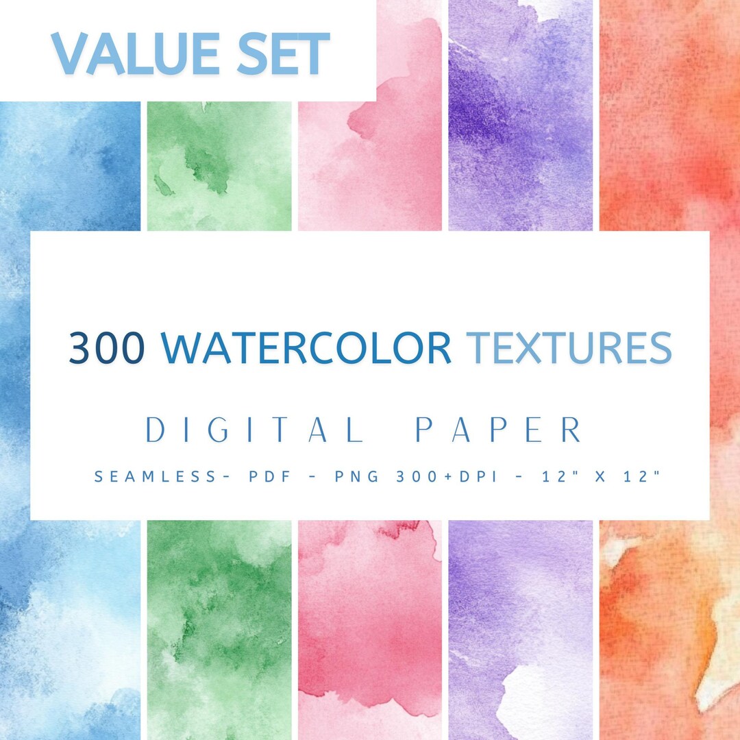300 Watercolor Textures Digital Paper - Seamless Patterns, Digital ...
