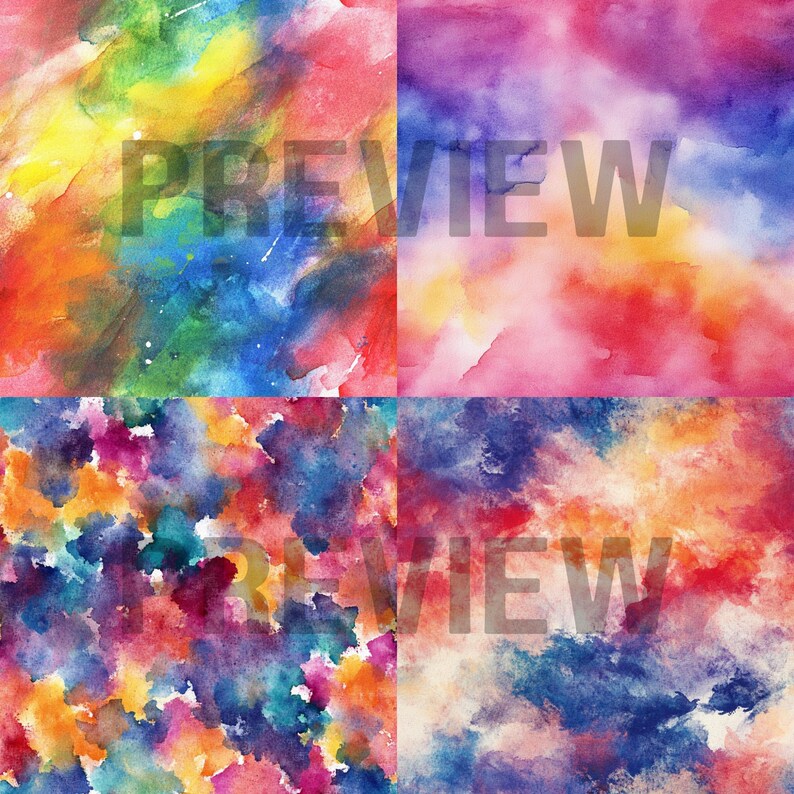 300 Colorful Watercolor Textures Digital Paper - Seamless Design ...