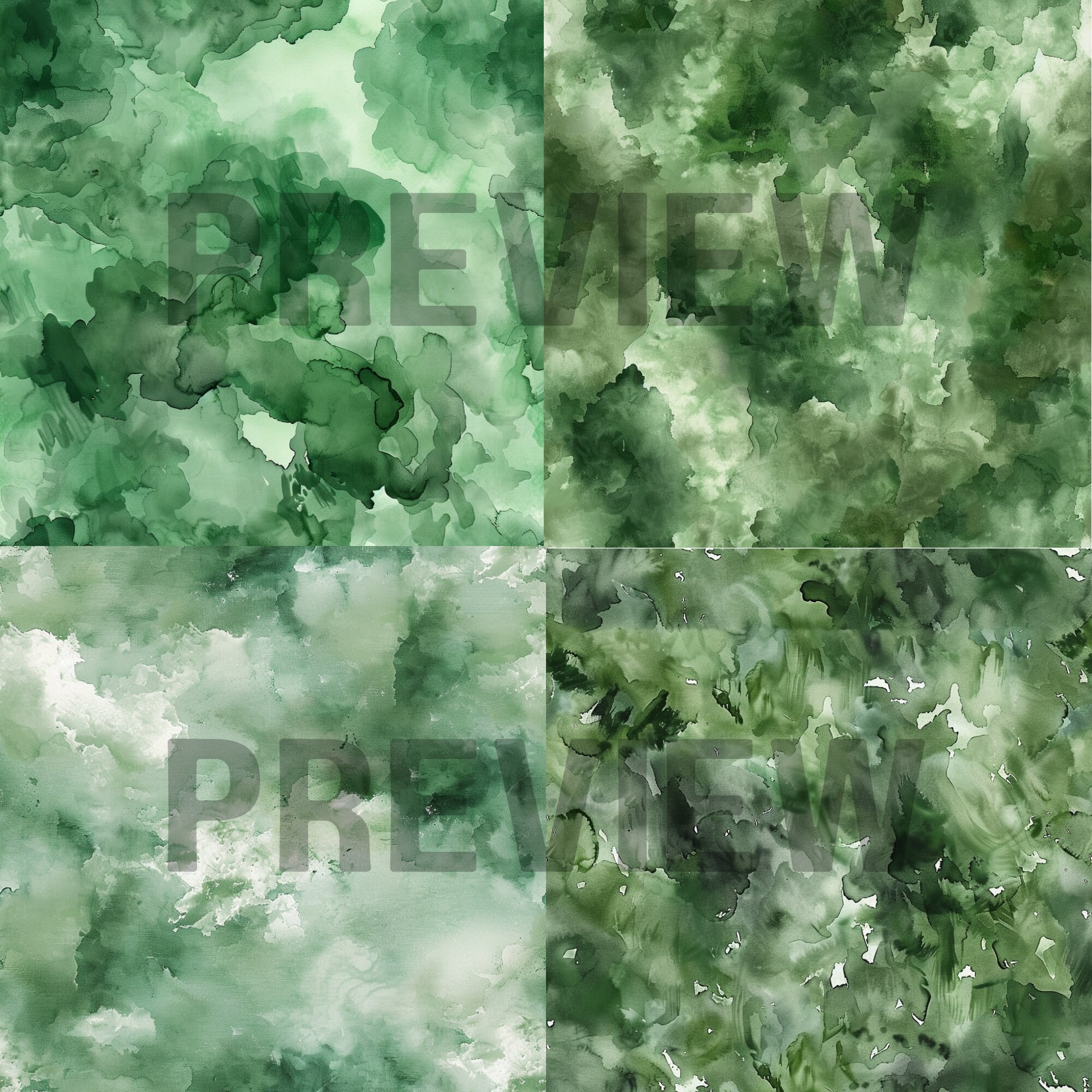 200 Green Watercolor Textures Digital Paper - Seamless Design, Digital ...