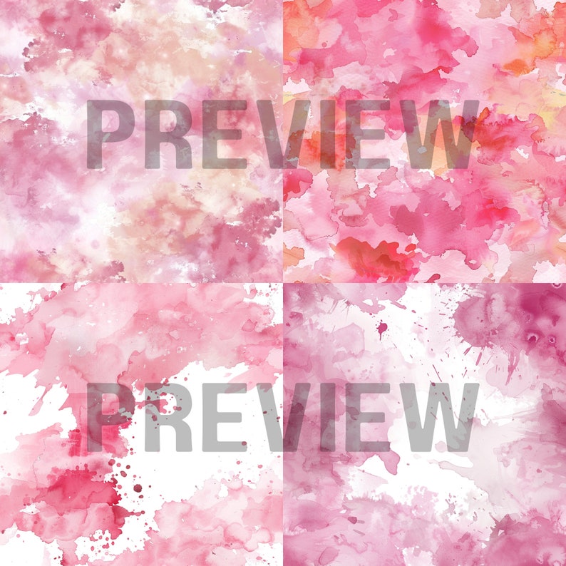 200 Red and Pink Watercolor Textures Digital Paper - Seamless Design ...