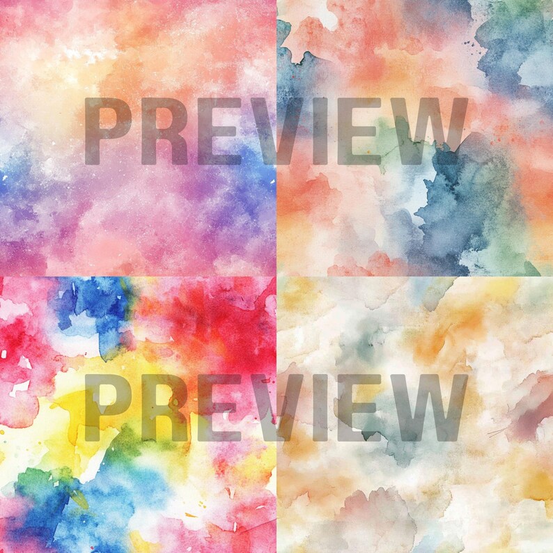 300 Colorful Watercolor Textures Digital Paper - Seamless Design ...