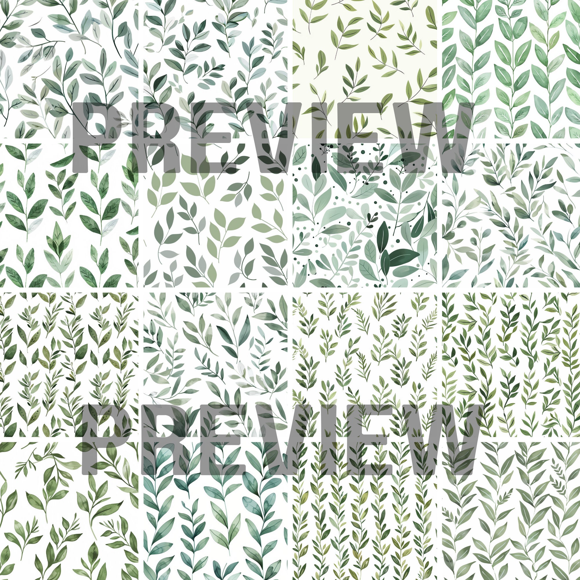 100 Green Leaf Designs Digital Paper Seamless Design, Boho, Chic ...