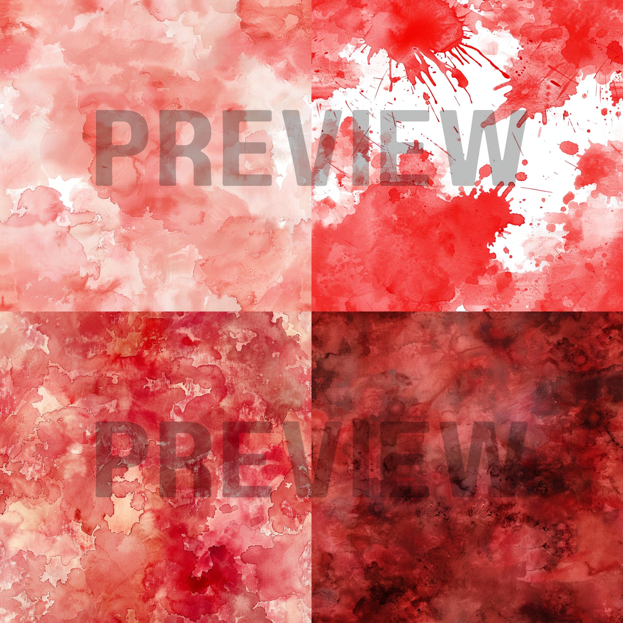 200 Red and Pink Watercolor Textures Digital Paper - Seamless Design ...