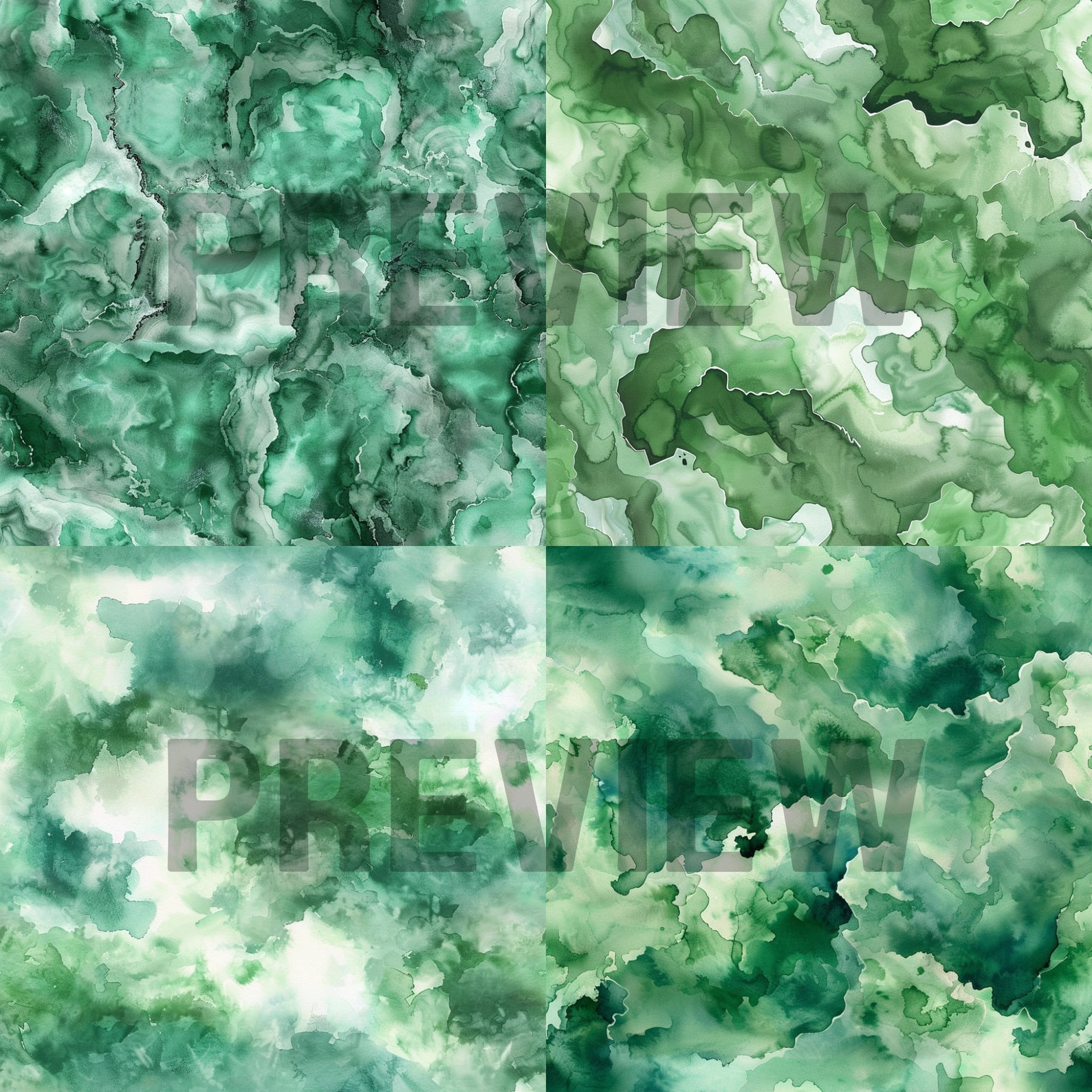 200 Green Watercolor Textures Digital Paper - Seamless Design, Digital ...