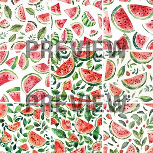25 Watercolor Watermelon Digital Paper Designs - Seamless Printable ...