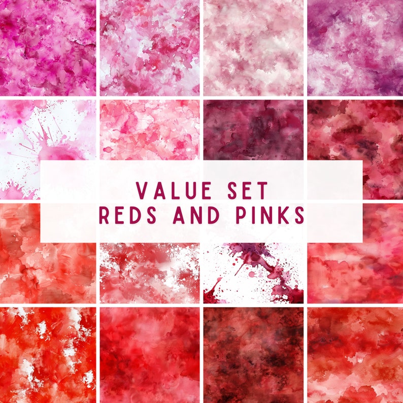 200 Red and Pink Watercolor Textures Digital Paper - Seamless Design ...