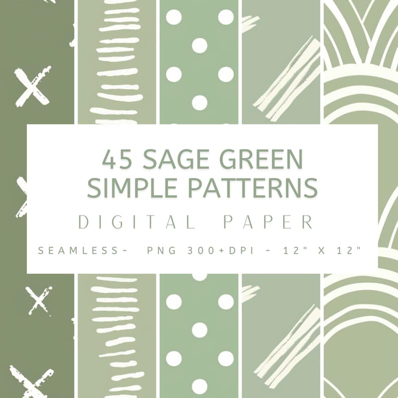 45 Sage Green Simple Patterns Digital Paper Designs - Seamless Design ...