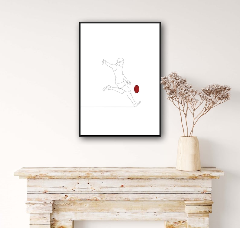 Football Player Line Drawing, Football Print, Footie Player, AFL ...