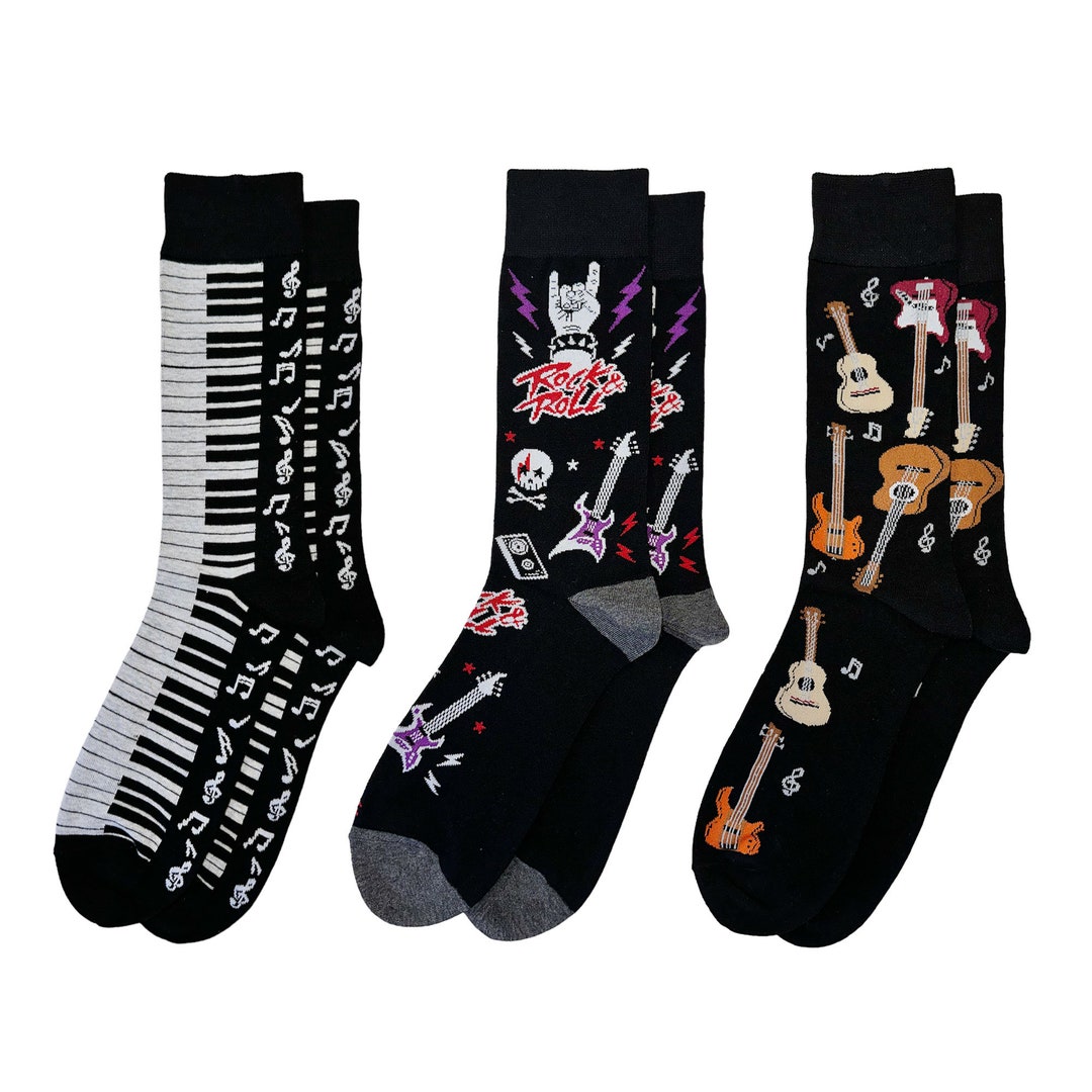 MUSIC SOCKS Piano Socks Guitar Socks Rock N Roll Socks Men Socks Gift ...