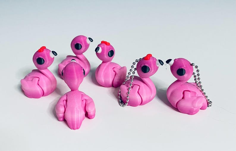 3D Printed Articulated Flamingo Fidget: Keychain Charm - Etsy