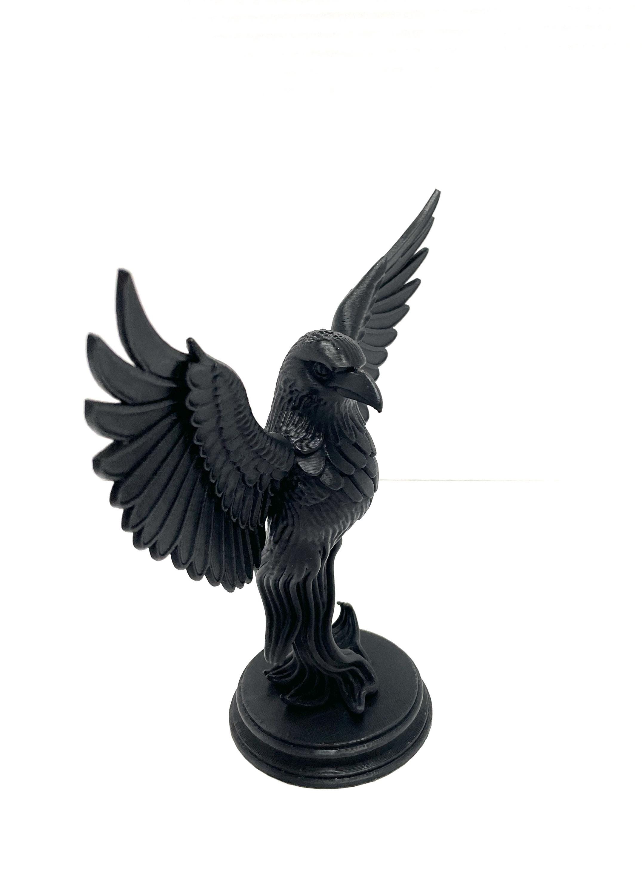 3D Printed Raven Sculpture: Gothic Home Decor, Spooky Ornament - Etsy