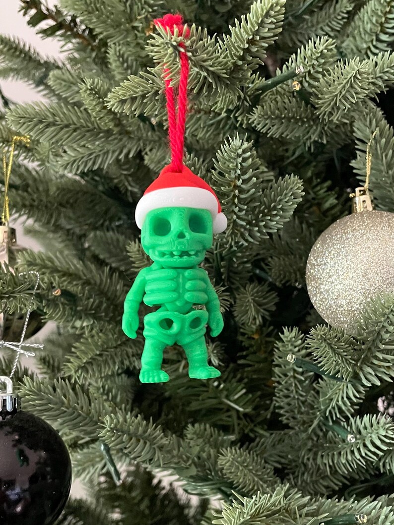 3D Printed Green Skeleton, Grinch Skeleton, Santa Skeleton, Christmas ...