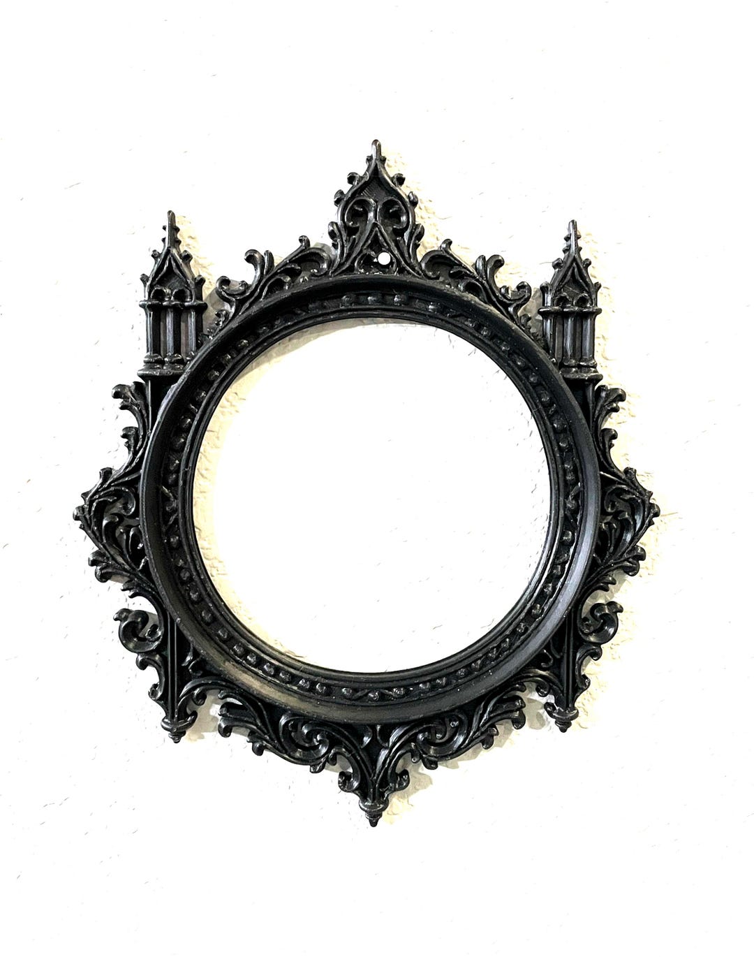 Gothic Cathedral Round Frame, Medieval Ornate Scroll Work, Dark ...