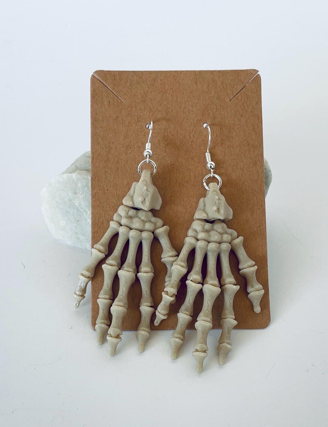 3D Printed Articulated Skeleton Hand Earrings: Gothic Halloween Jewelry ...